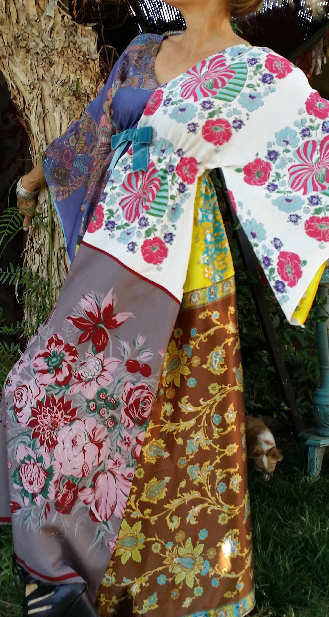 Vintage Scarf Dress,upcycled Maxi Dress, Patchwork Scarf Dress, Lux Vtg ...