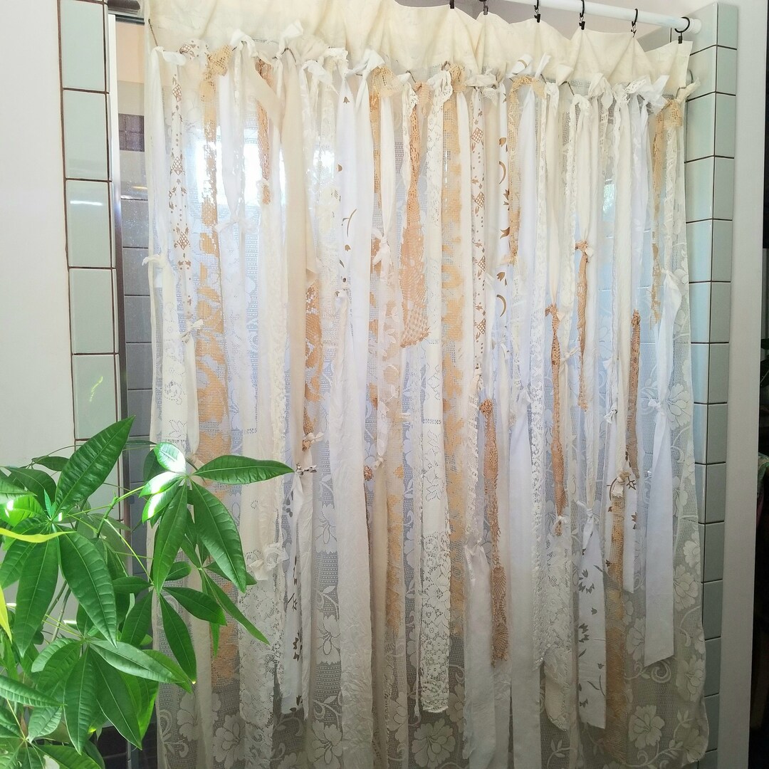 Shower Curtain Rustic Chic Shabby Panel Fringe Boutique 72 X - Etsy