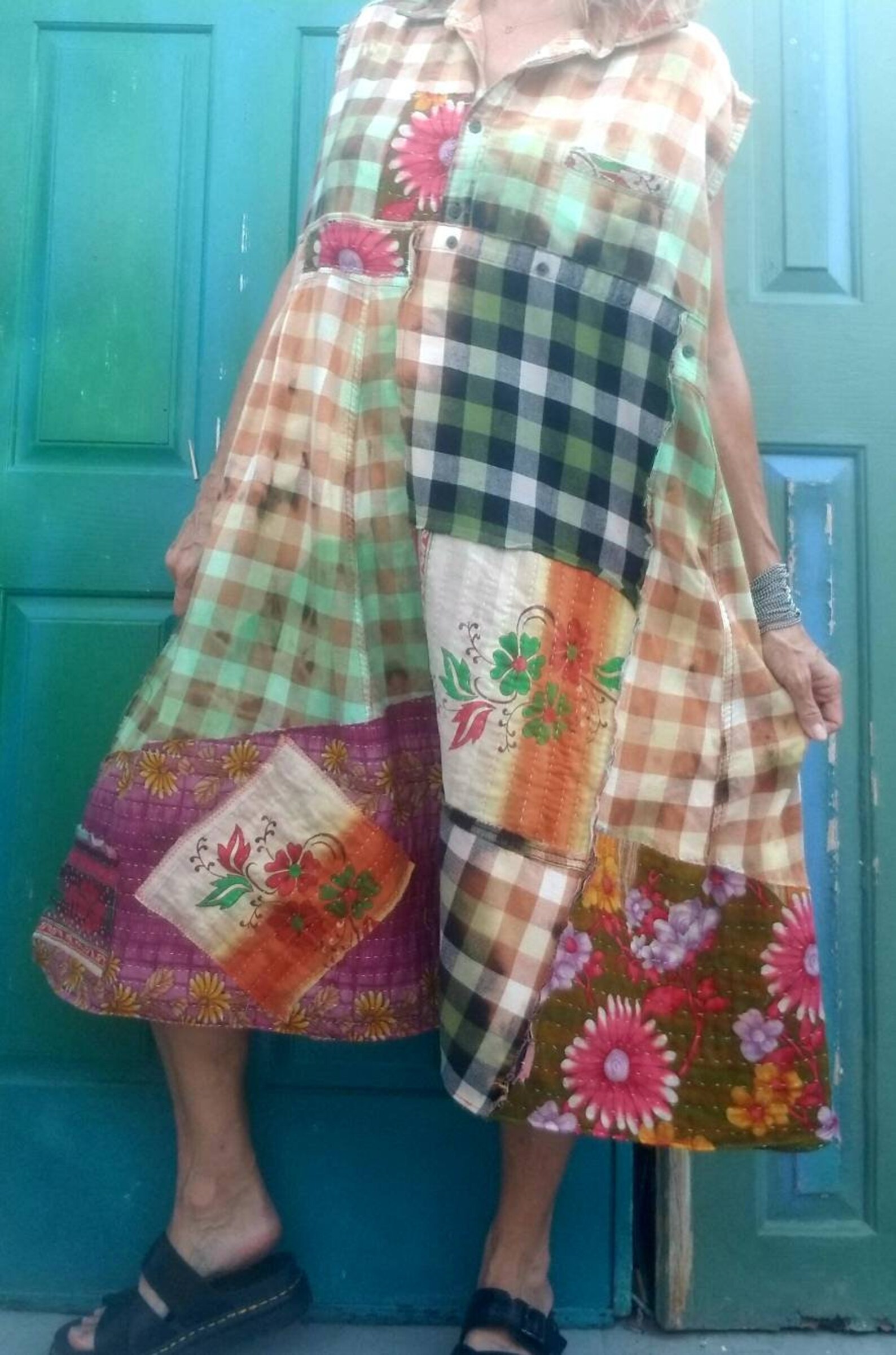 Kantha Dress Sun Dress Top Patchwork Dyed Flannel Hippiewild - Etsy