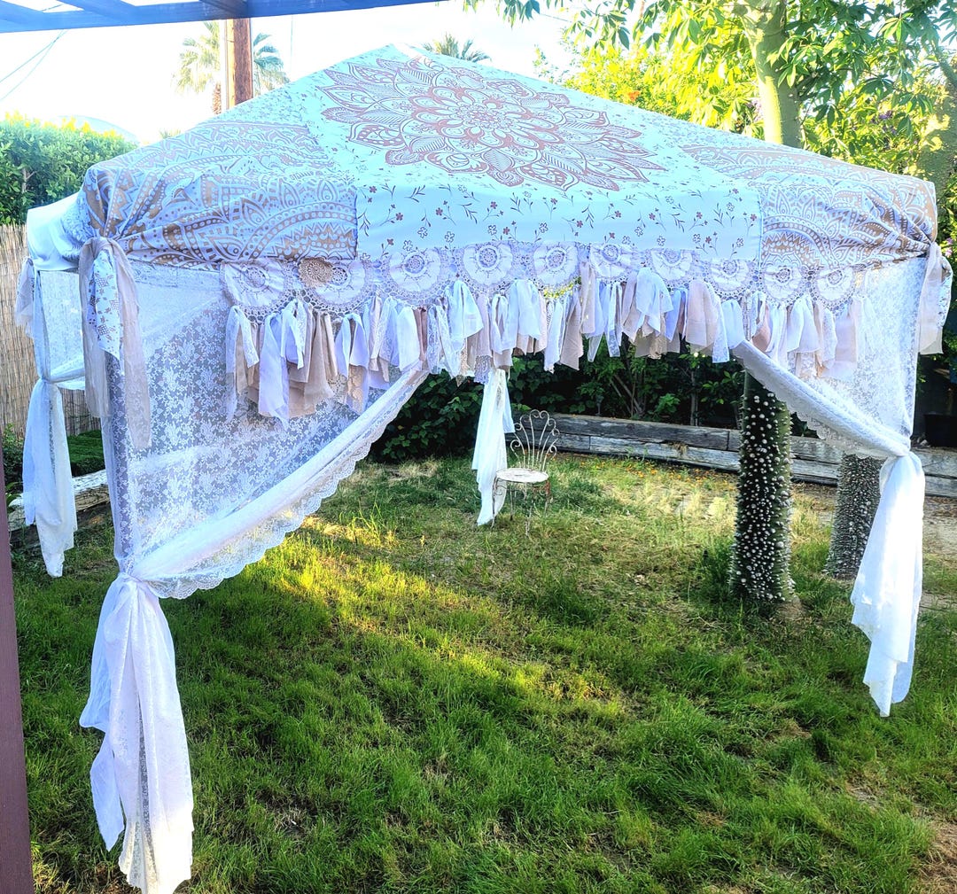 Boho Vendor Canopy Tent Cover: Mandala, Lace Curtains (10x10) - Etsy