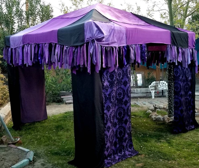 Rustic Witch 10x10 Vendor Canopy Cover: Purple & Black Fringe Tent - Etsy