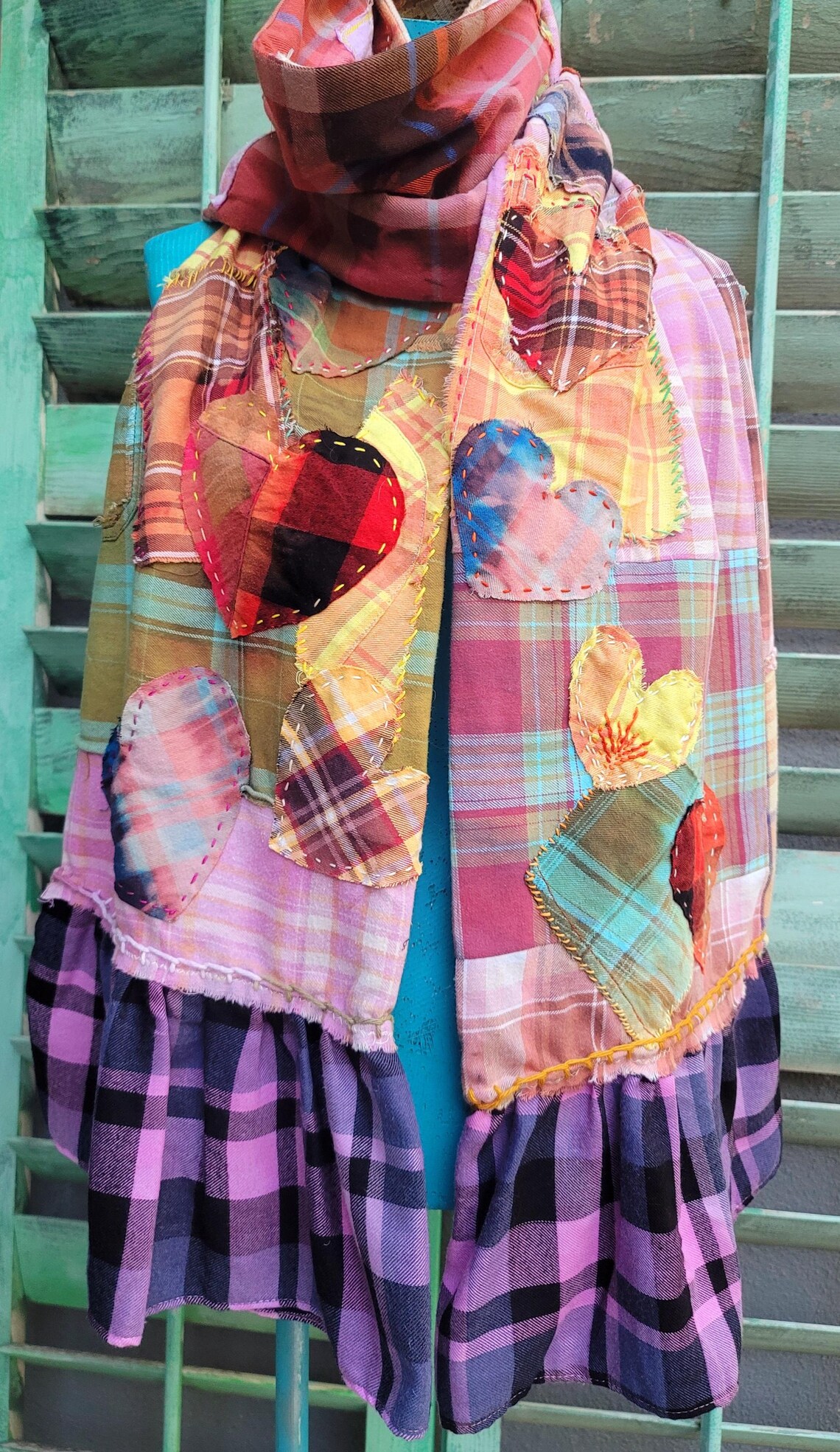 Handmade Scarf, Patched Heart Scarf, Hippiewild Scarf, Patchwork ...