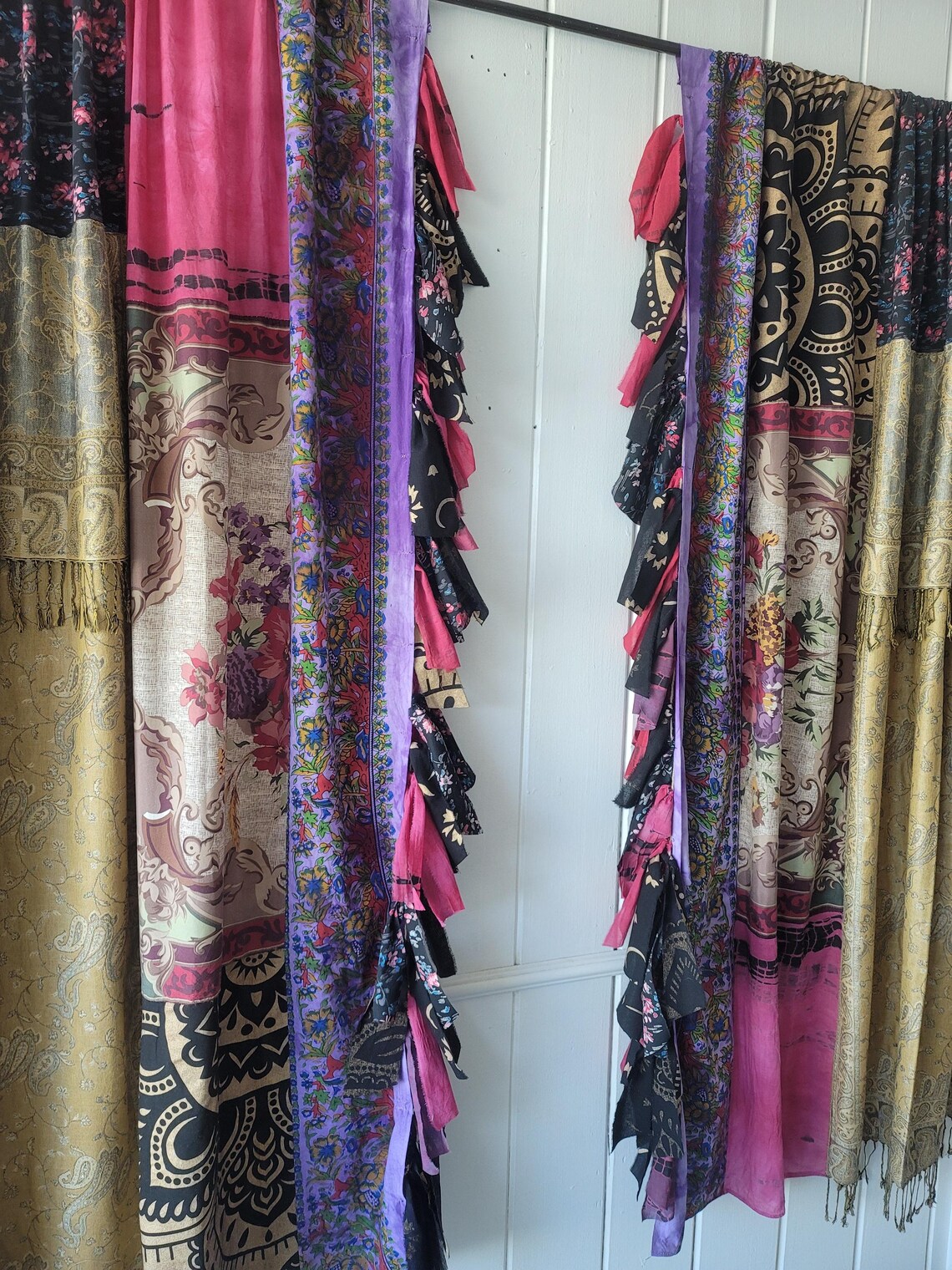 Boho Bohemian Curtains Drapes Panels Hippy Hippie Paisley Vtg Scarf ...
