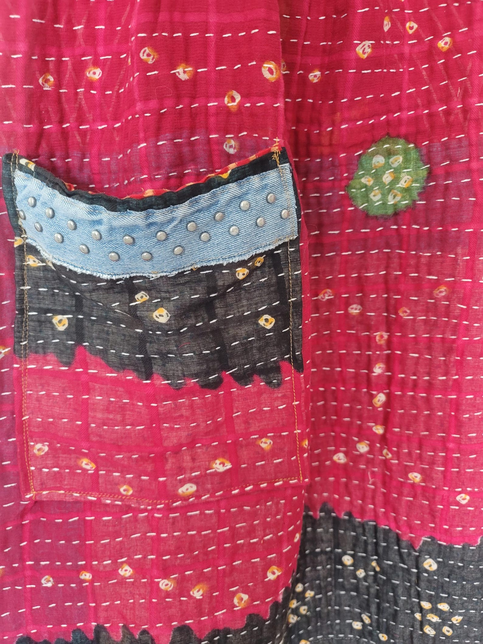 Upcycled Kantha Overalls Dress: Handmade Hippie Denim Maxi - Etsy