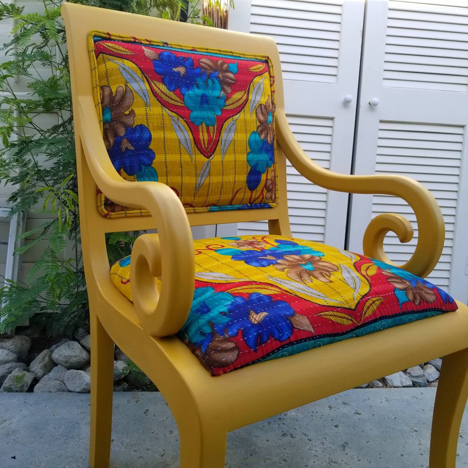 Patchwork Kantha Accent Chair: Rustic Boho French Style - Etsy
