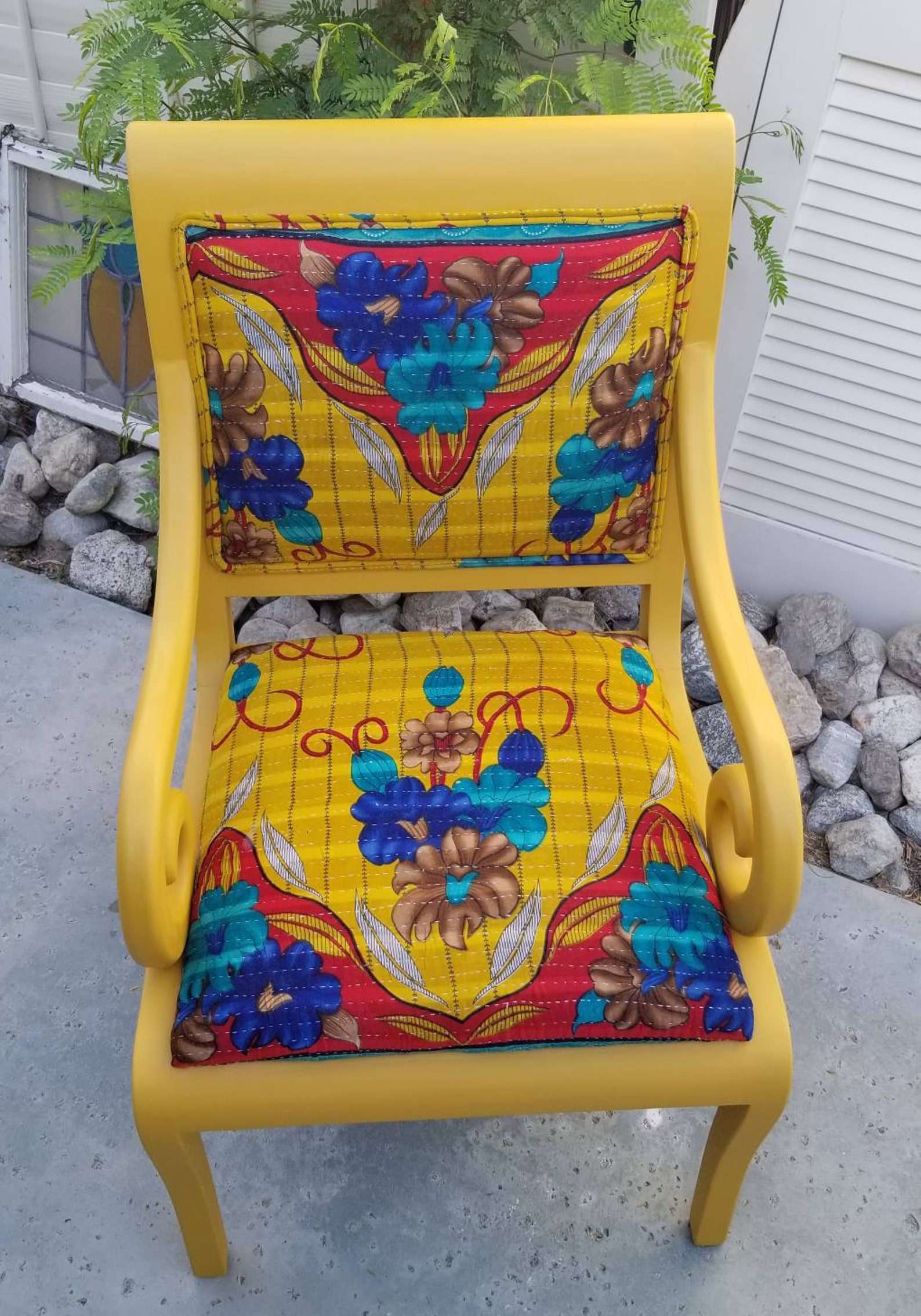 Patchwork Kantha Accent Chair: Rustic Boho French Style - Etsy