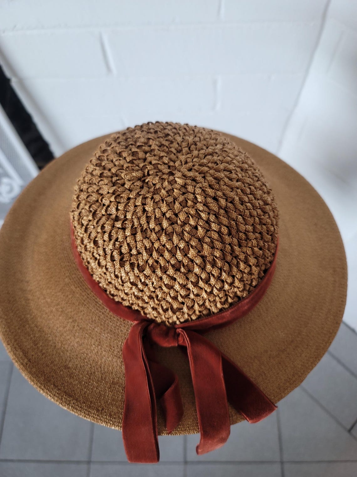 Vintage 1940s Sax Fifth Avenue Straw Hat With Velvet Ribbon - Etsy