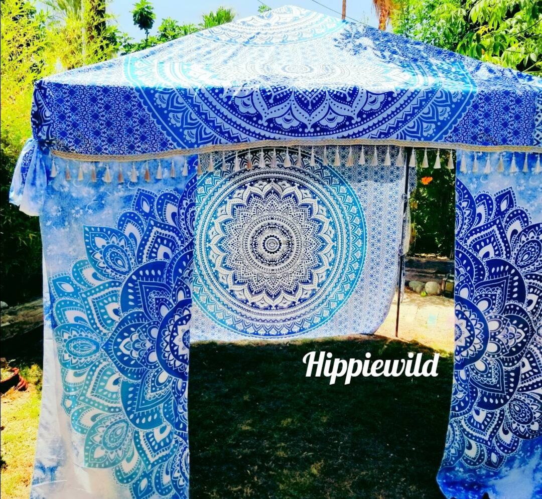 Blue Mandala Boho Canopy Cover: Festival Market Tent - Etsy