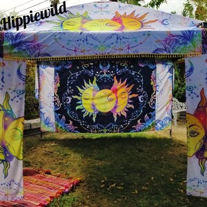 Sun/moon Vendor Tent Cover: Boho Festival Canopy With Back Wall - Etsy