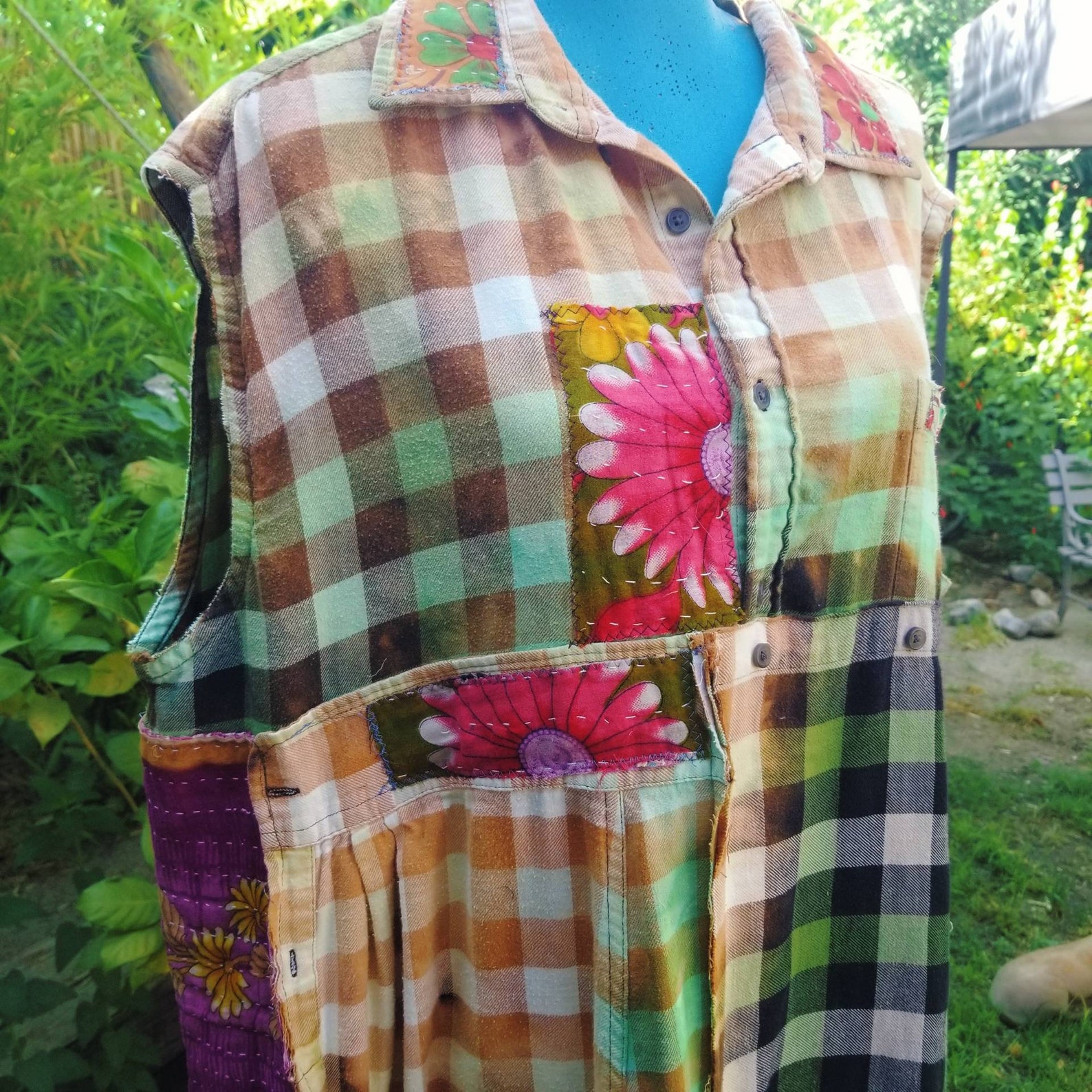 Kantha Dress Sun Dress Top Patchwork Dyed Flannel Hippiewild - Etsy