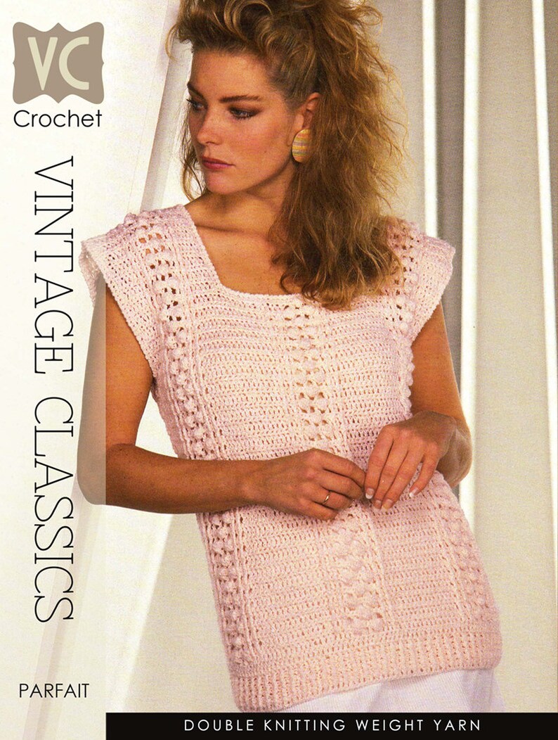 VINTAGE 80's CROCHET | "parfait Puff Panel" Top | PDF Pattern - Etsy