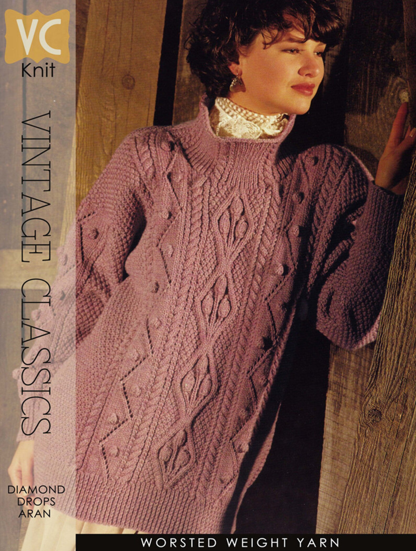 VINTAGE 80's KNIT | "diamond Drops" Aran Pullover | PDF Instant Upload ...