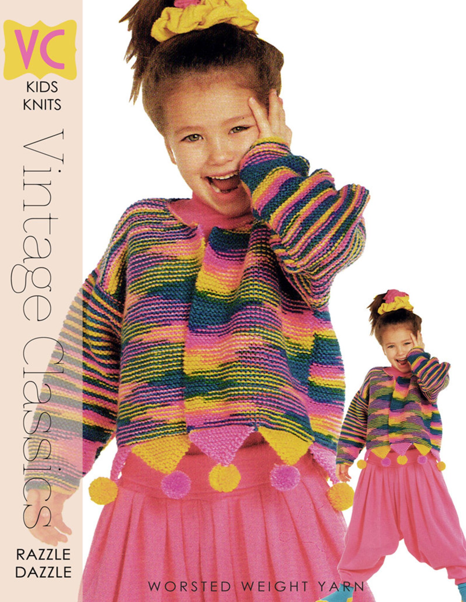 VINTAGE 80's KNIT | Kids "razzle Dazzle" Cardigan | PDF Instant Upload ...