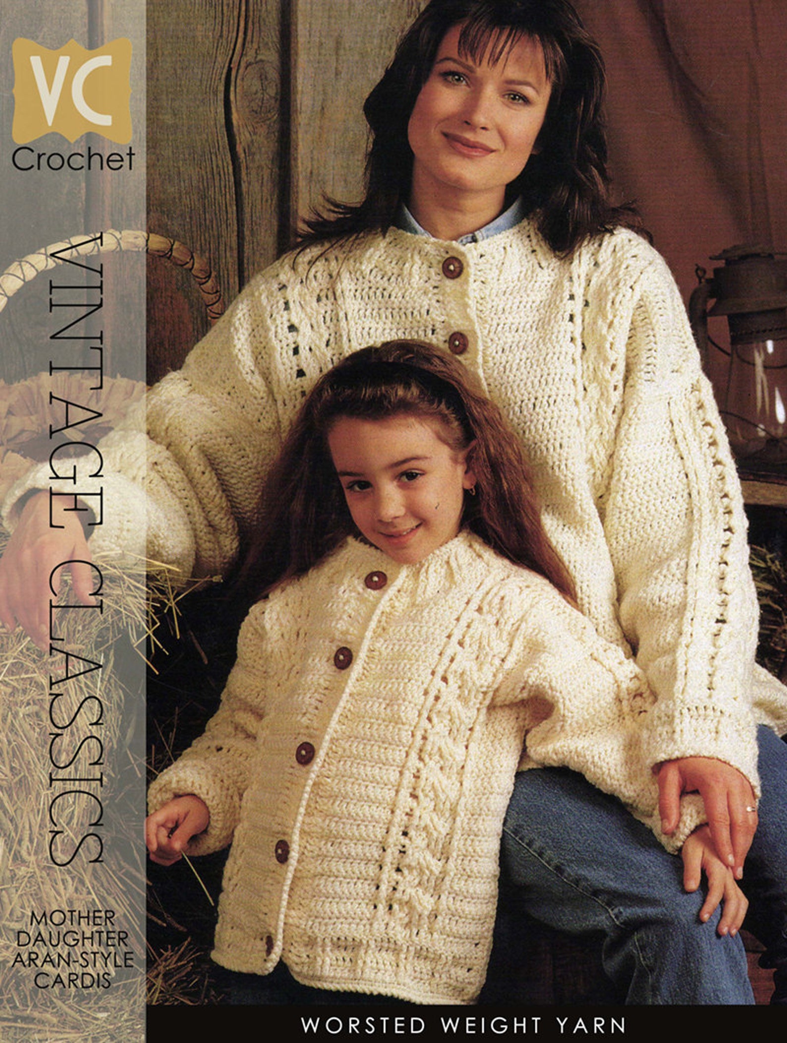 VINTAGE 80's CROCHET | Mother-daughter "aran" Cable Cardigans | PDF ...