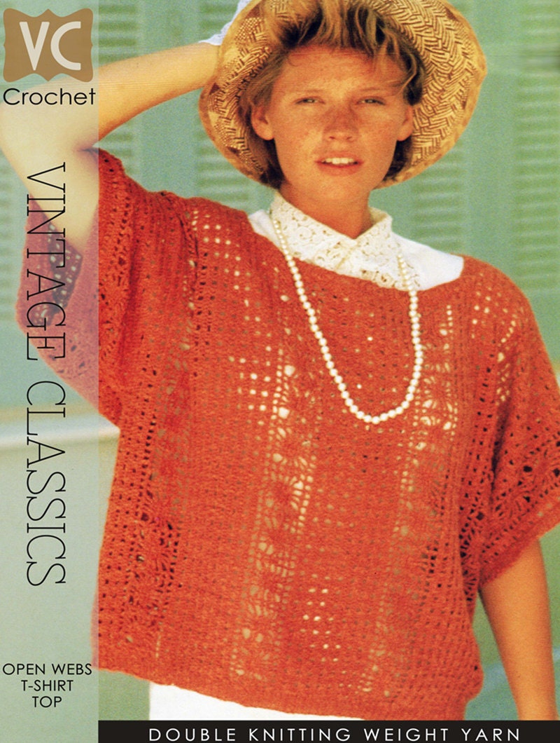 VINTAGE 80's CROCHET Open Webs T Shirt Top PDF Instant - Etsy