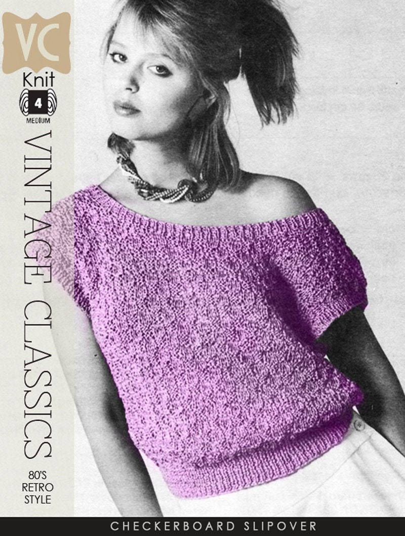 VINTAGE 80's KNIT | "checkerboard" Slipover | PDF Pattern - Etsy Canada