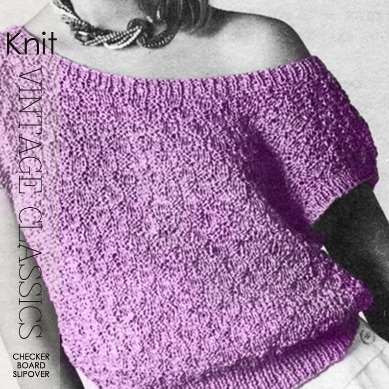 VINTAGE 80's KNIT | "checkerboard" Slipover | PDF Pattern - Etsy
