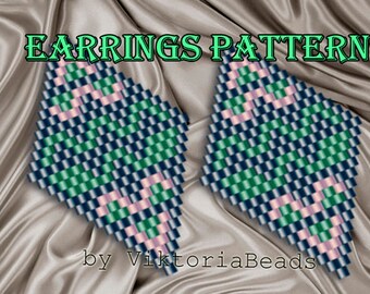 Pattern peyote Blue cyan diamond shaped earrings Boho Dangle | Etsy