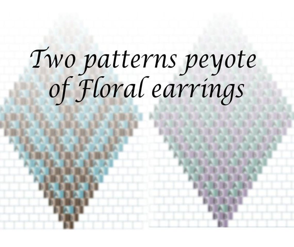 Two Patterns Peyote of Floral Diamond Shaped Earrings Native - Etsy