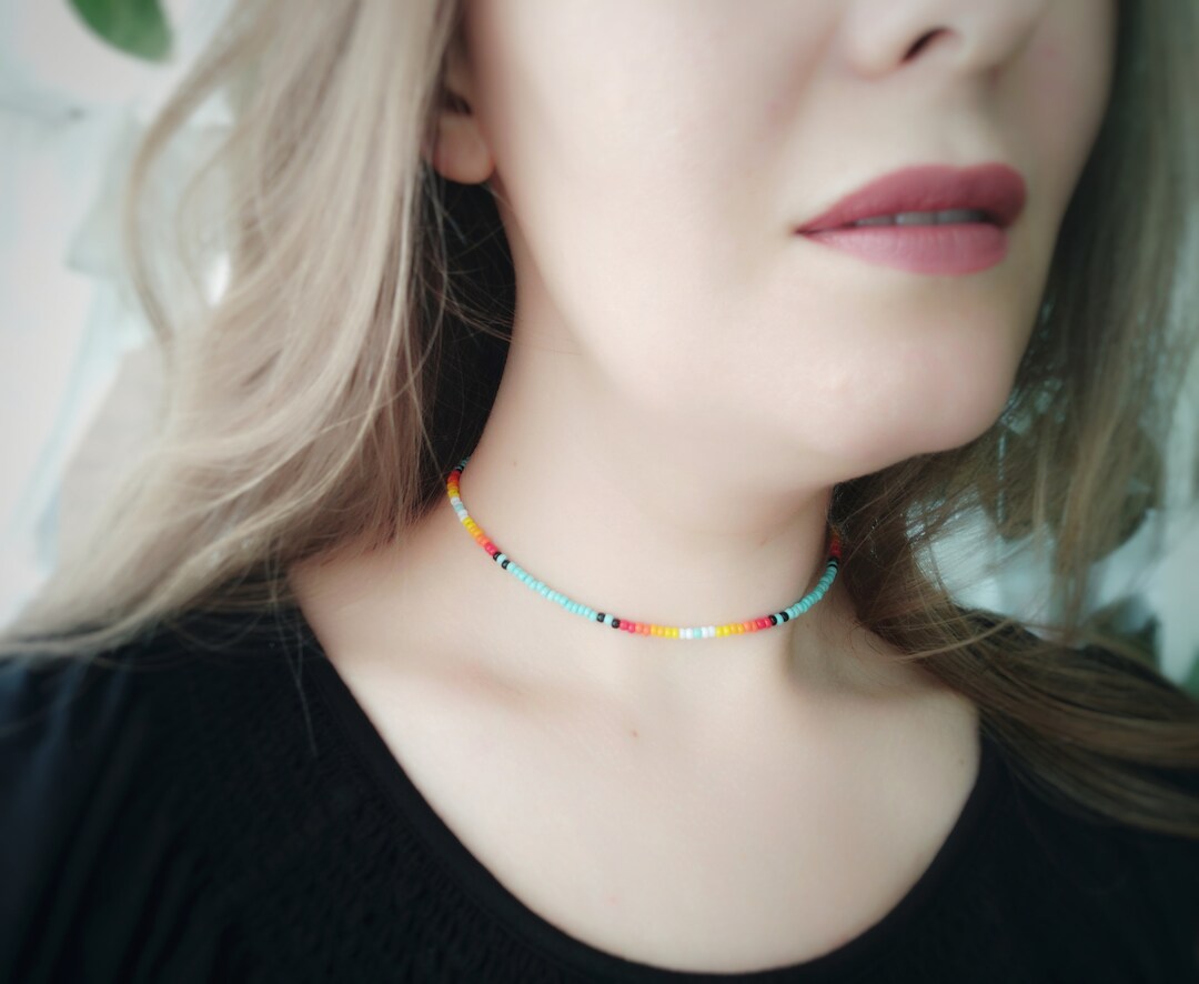 Native American Inspired Seed Bead Choker: Southwestern Boho Jewelry - Etsy