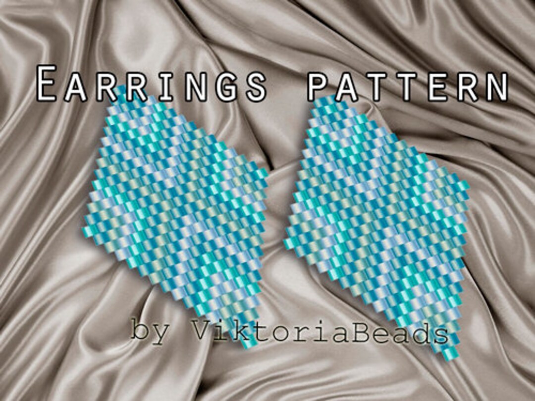 Pattern Peyote Blue Cyan Diamond Shaped Earrings Boho Dangle Earrings ...