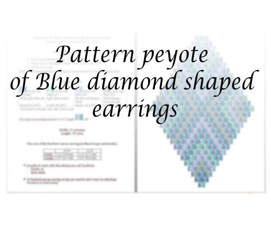 Pattern Peyote Blue Cyan Diamond Shaped Earrings Boho Dangle Earrings ...