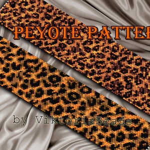 Leopard Skin Peyote Pattern Even Stitch Bracelet Animal Orange Beadwork ...