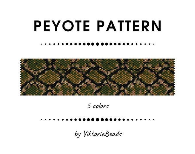 Python Snake Skin Peyote Pattern Even Stitch Bracelet Animal Brown ...