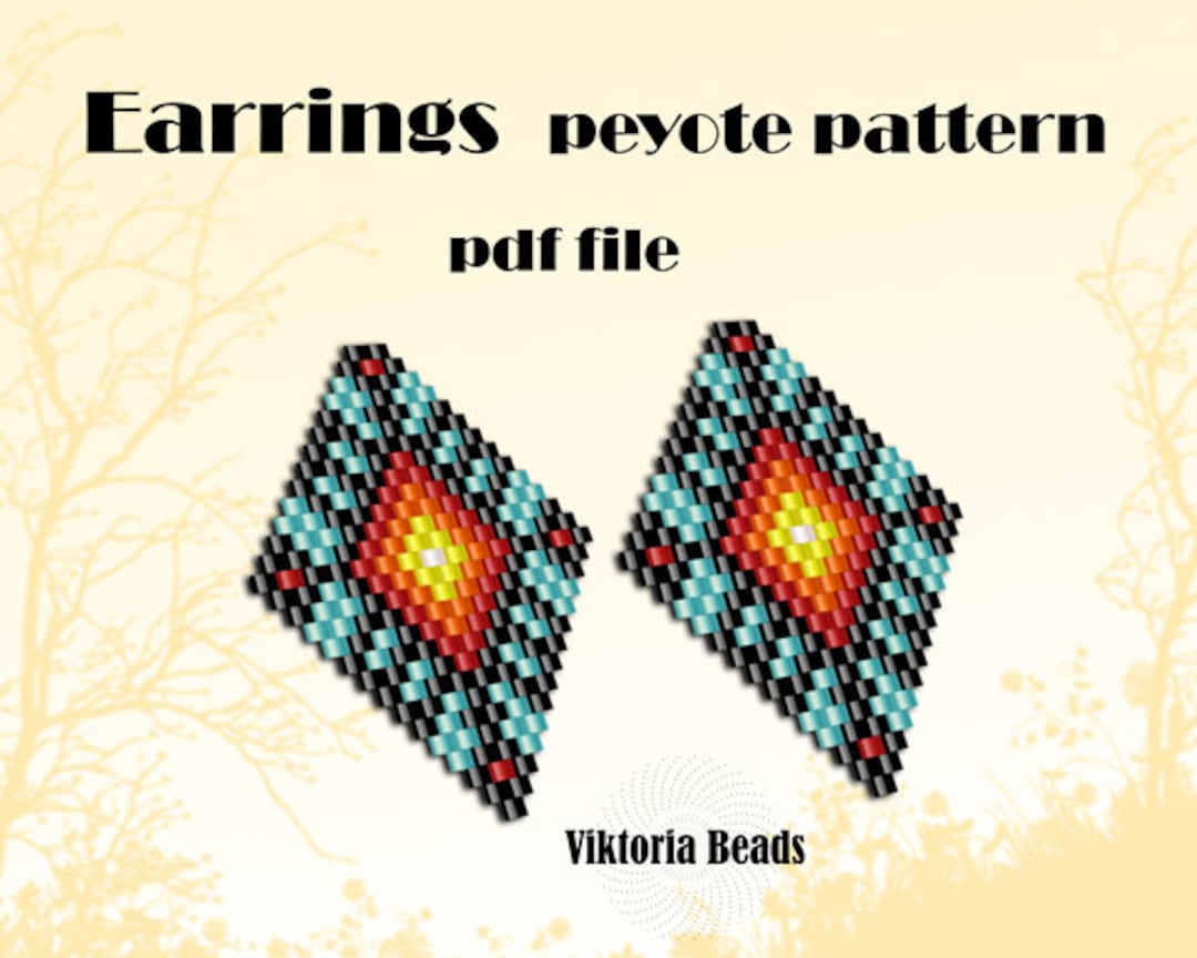 Native American Inspired Peyote Pattern Diamond Shaped Earrings Boho ...