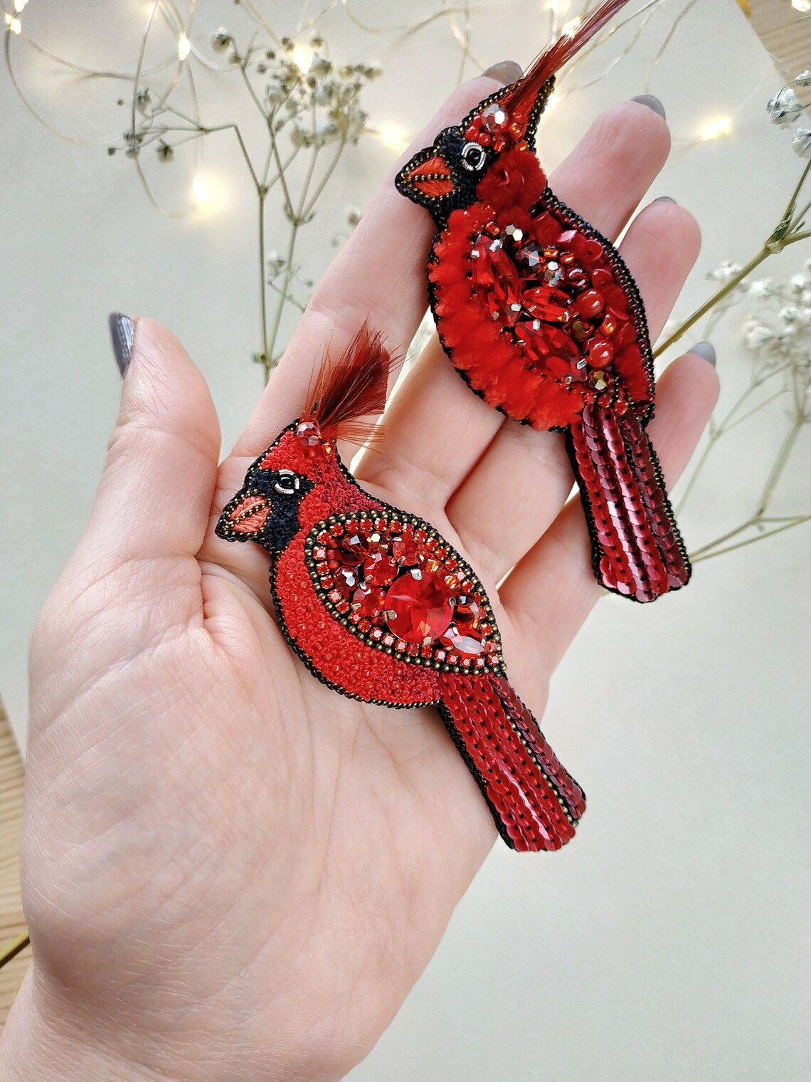 Red Cardinal Bird Brooch Northern Cardinal Beadwork - Etsy