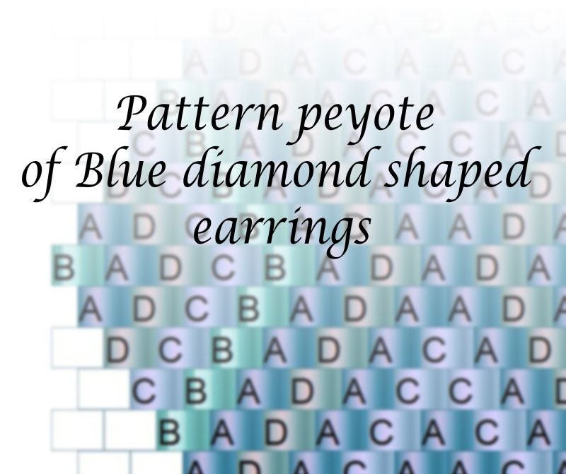 Pattern Peyote Blue Cyan Diamond Shaped Earrings Boho Dangle Earrings ...