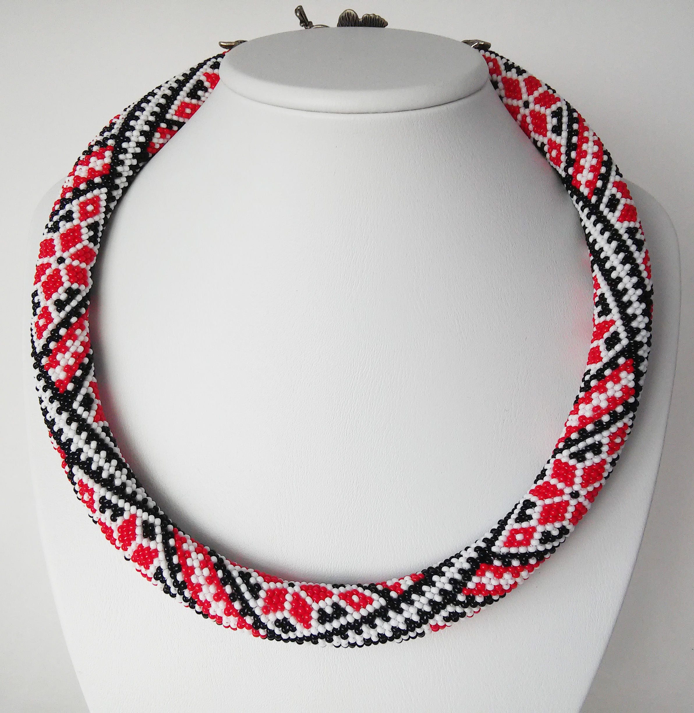 Ukrainian Embroidery Beadwork Crochet Rope Necklace Native - Etsy