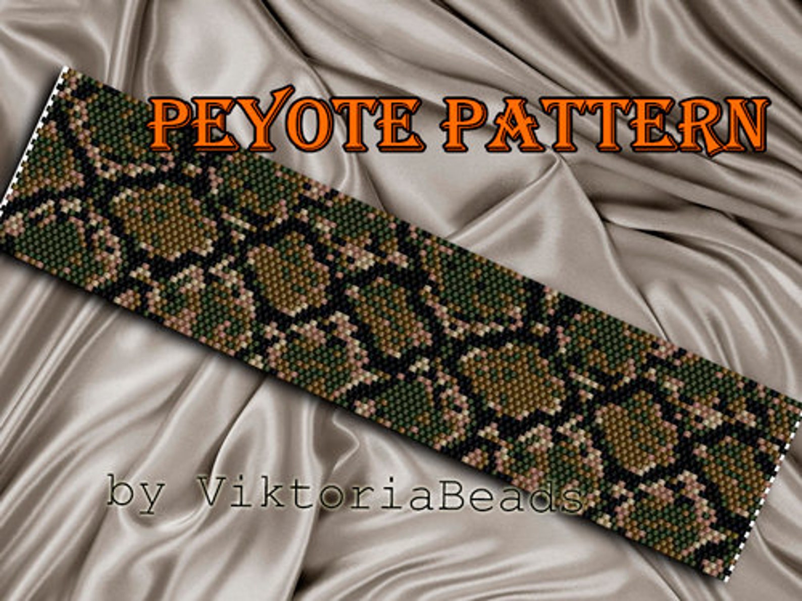 Python Snake Skin Peyote Pattern Even Stitch Bracelet Animal Brown ...