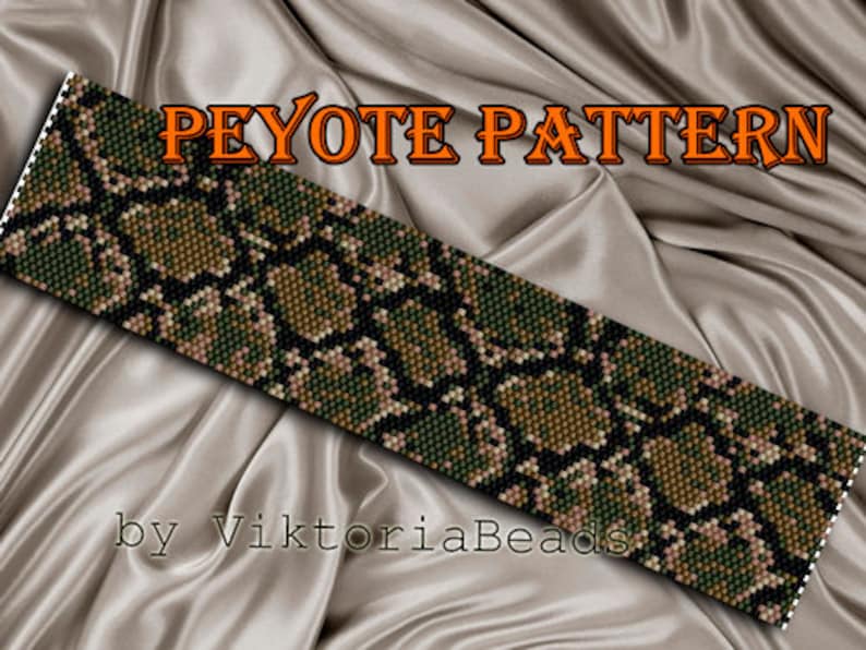 Python Snake Skin Peyote Pattern Even Stitch Bracelet Animal Brown ...