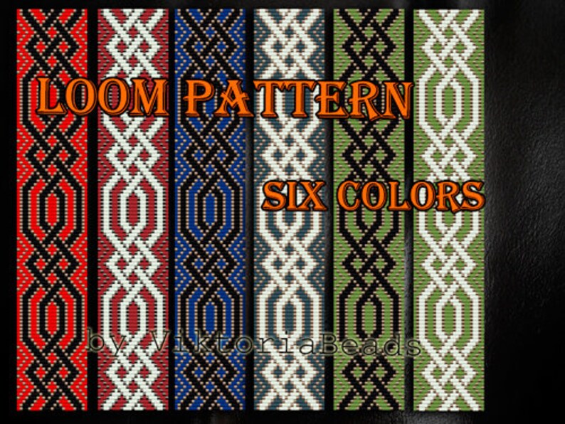 Celtic Knot Loom Pattern Men Bracelet Red Green Blue Square Stitch Beadwork Seed Beads Cuff ...