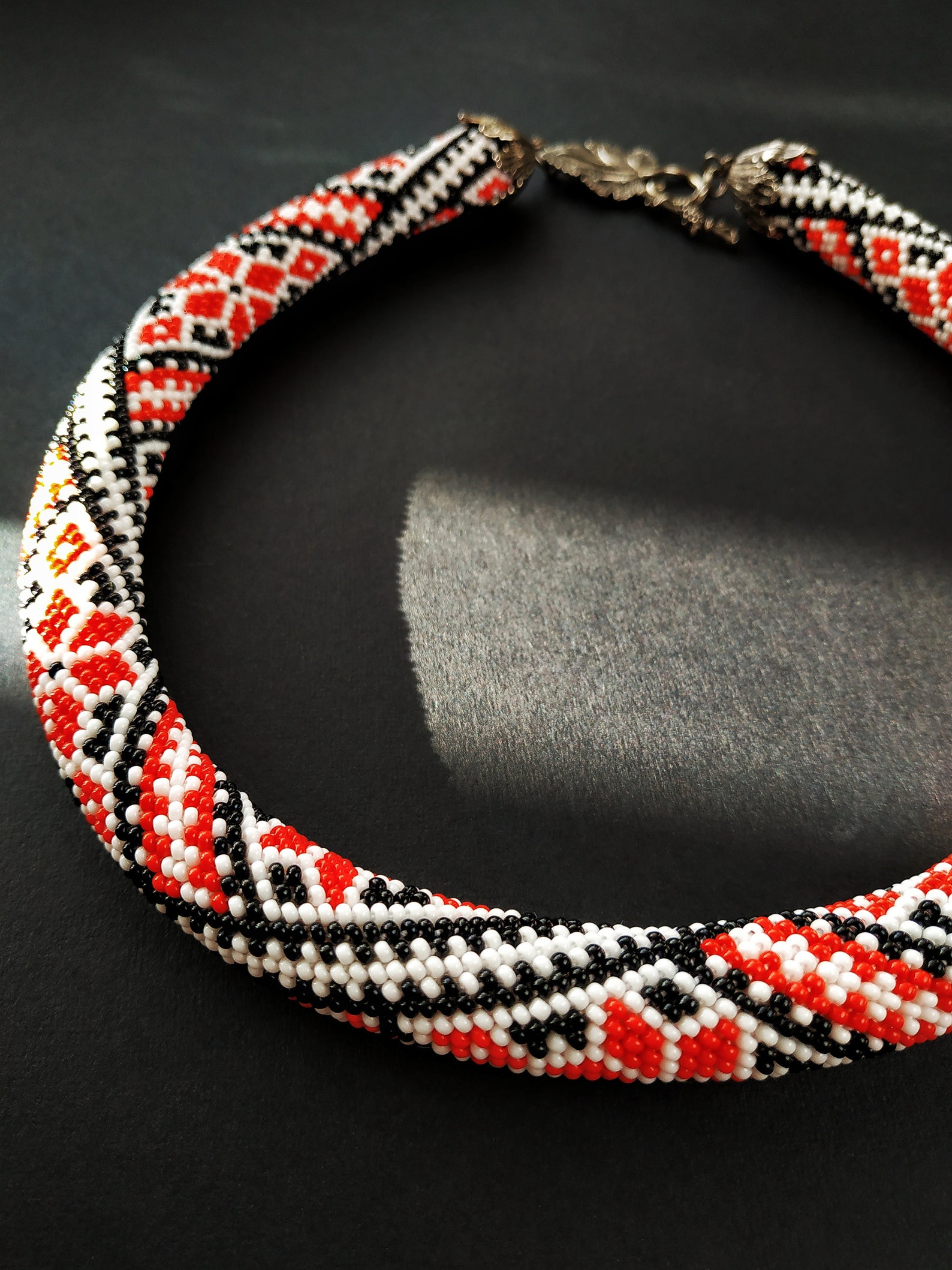 Ukrainian Embroidery Beadwork Crochet Rope Necklace Native - Etsy