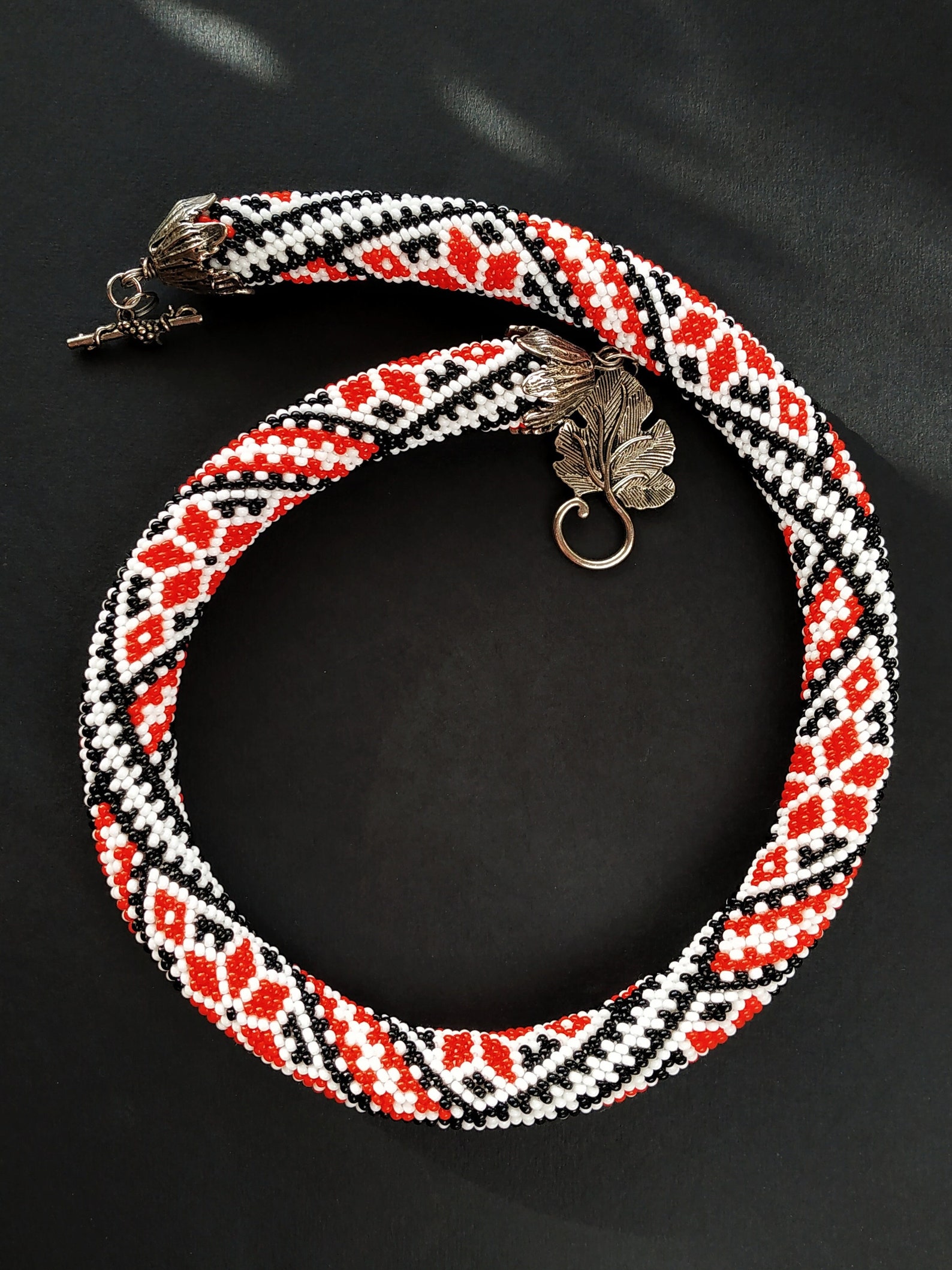 Ukrainian Embroidery Beadwork Crochet Rope Necklace Native - Etsy