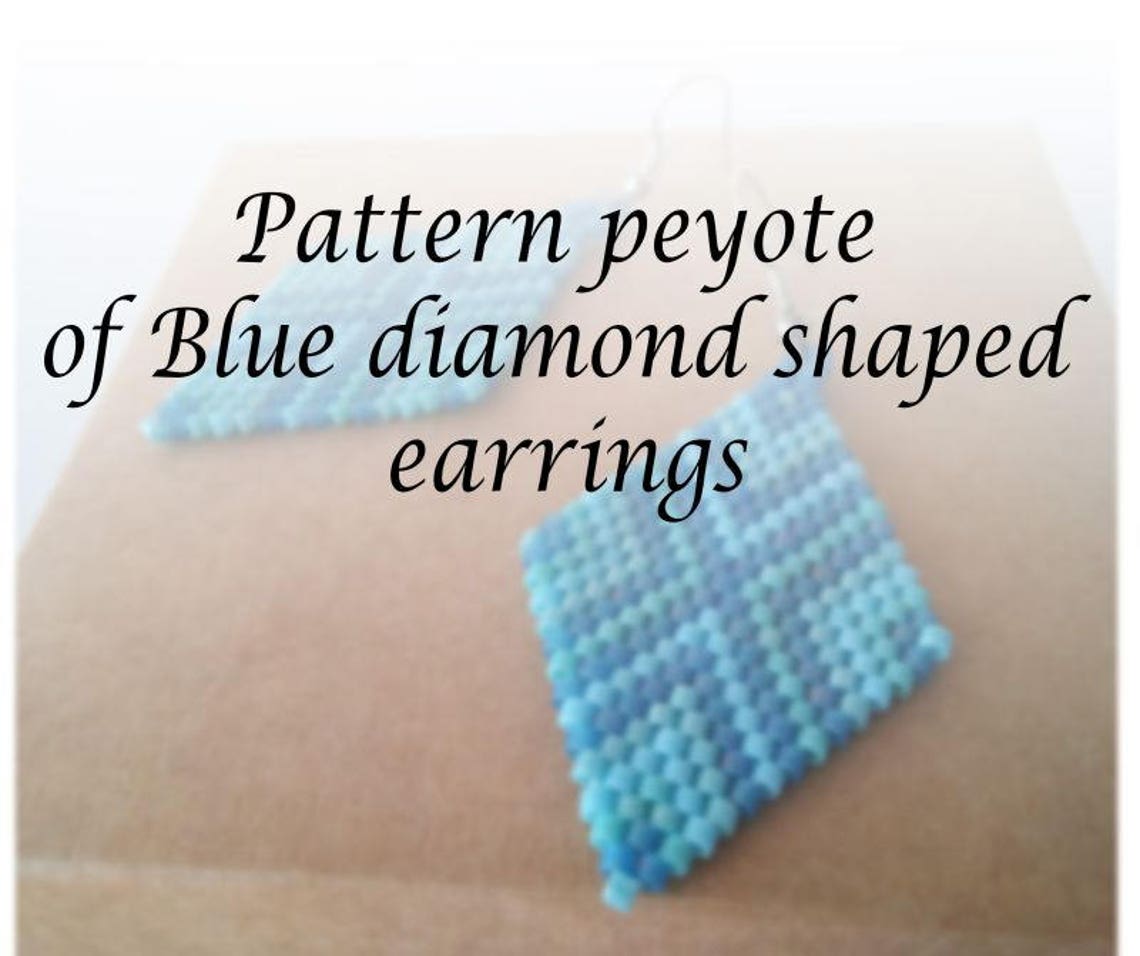 Pattern Peyote Blue Cyan Diamond Shaped Earrings Boho Dangle Earrings ...