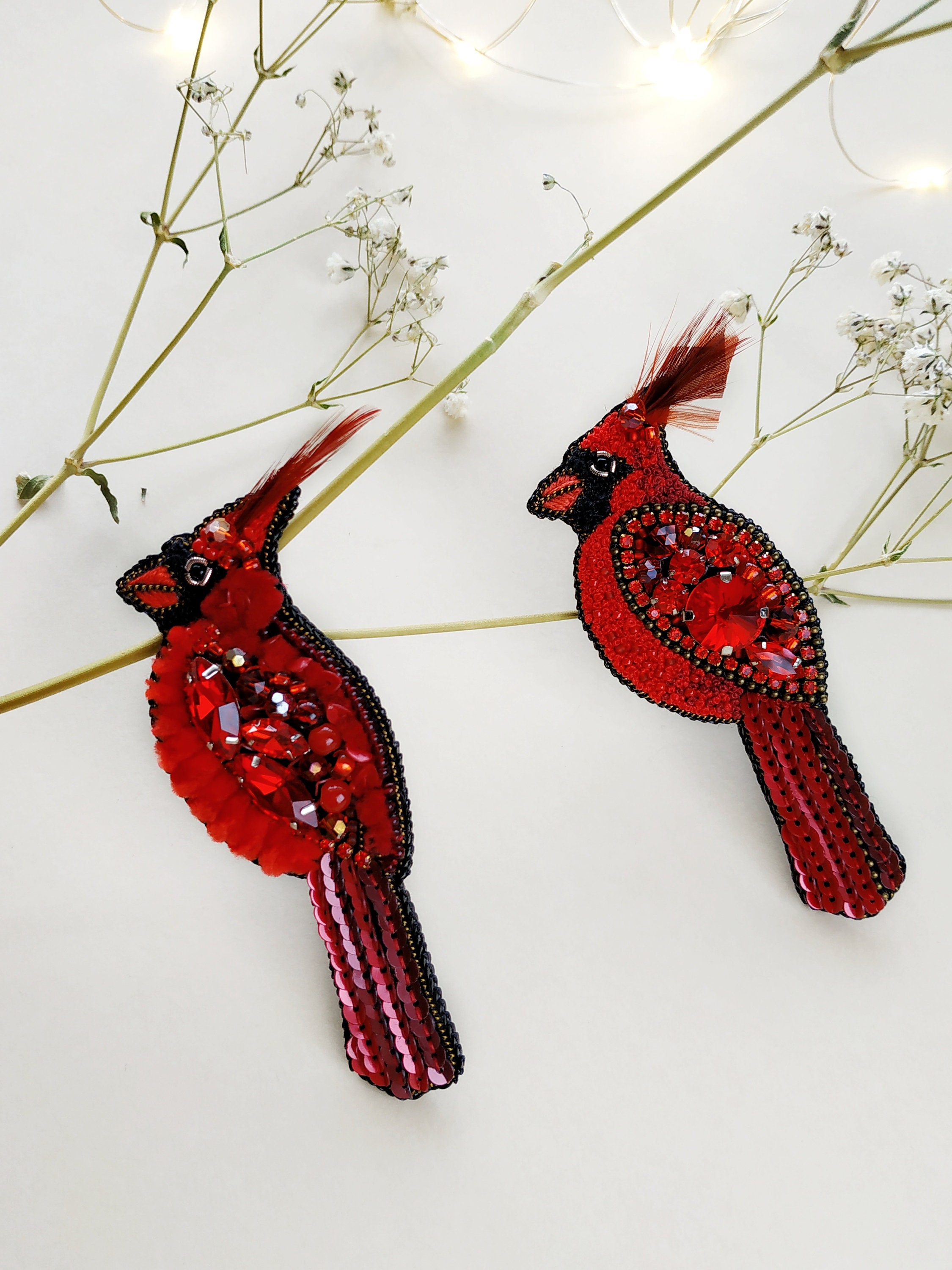 Red Cardinal Bird Brooch Northern Cardinal Beadwork - Etsy Canada