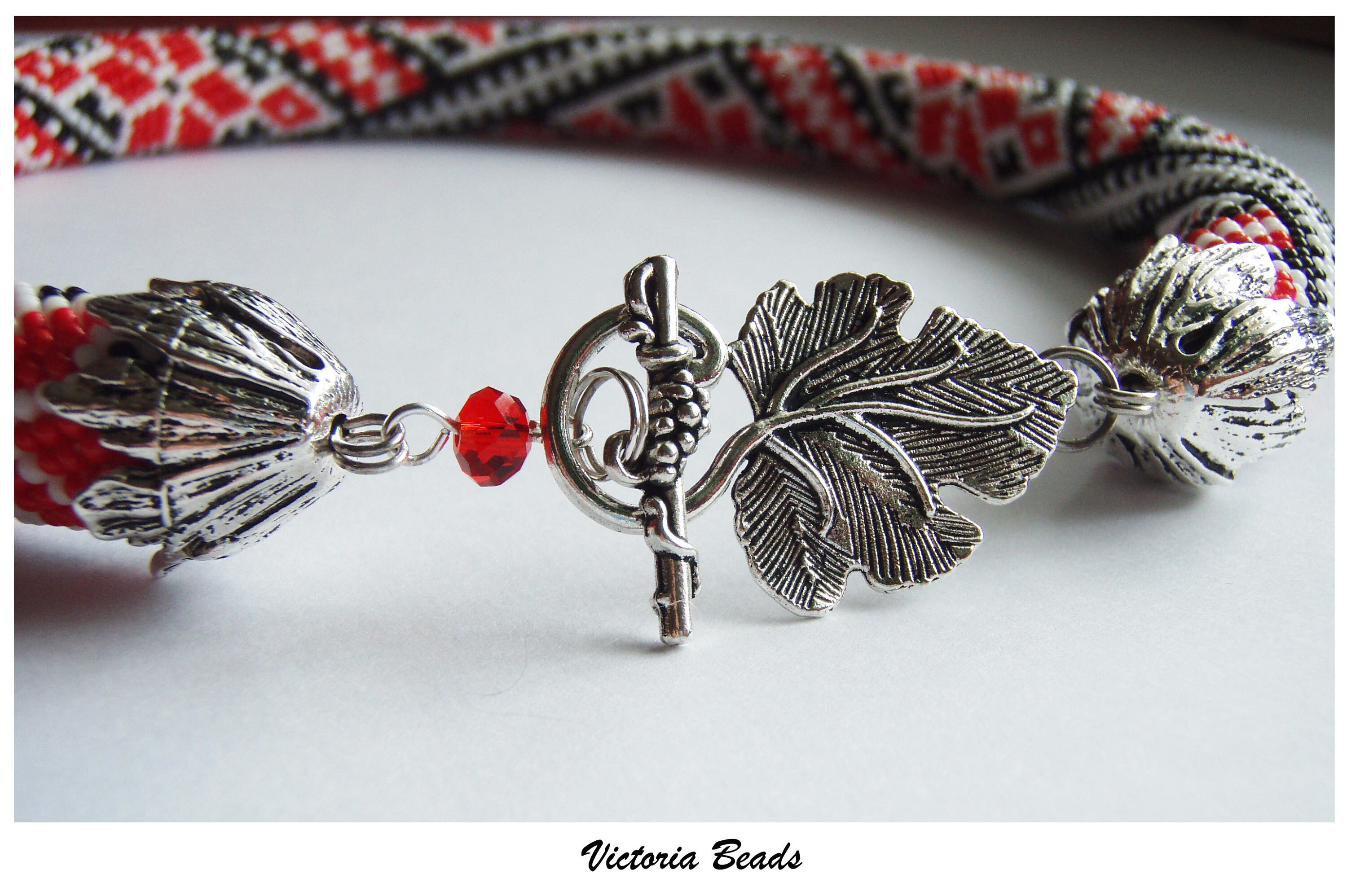 Ukrainian Embroidery Beadwork Crochet Rope Necklace Native - Etsy