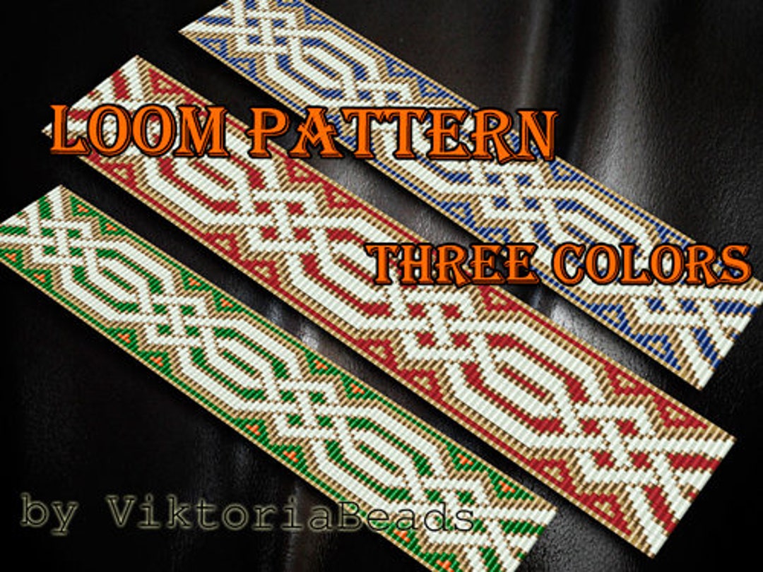 Celtic Knot Loom Pattern Men Bracelet Red Green Blue Square Stitch ...