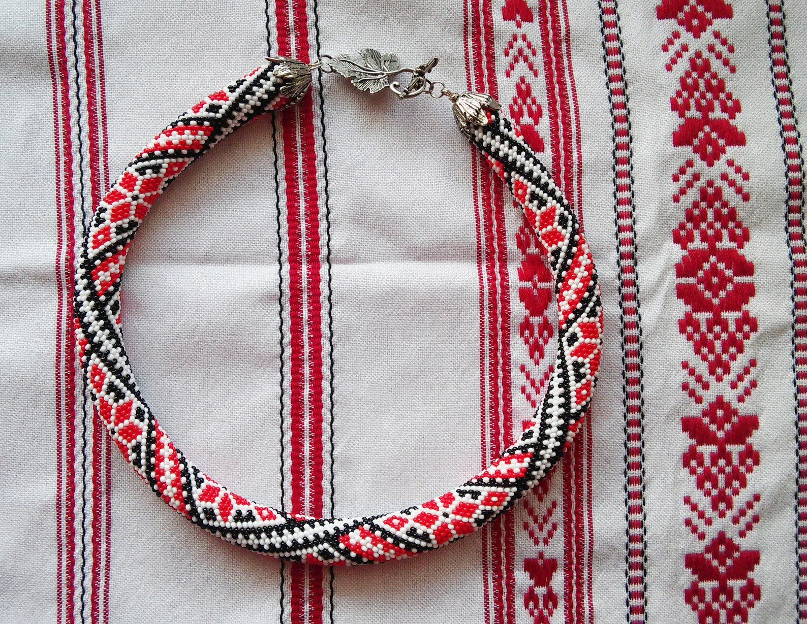 Ukrainian Embroidery Beadwork Crochet Rope Necklace Native - Etsy