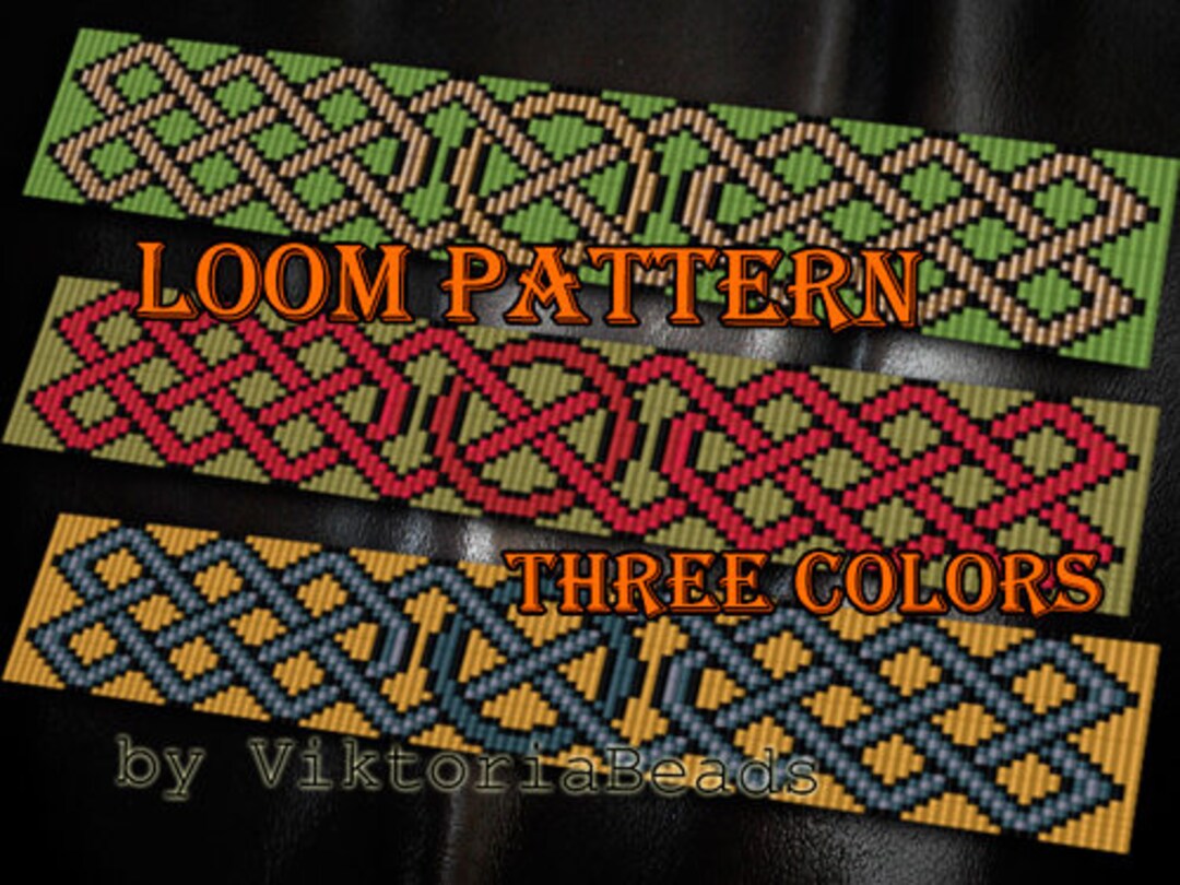 Celtic Knot Loom Pattern Men Bracelet Red Green Blue Square Stitch ...