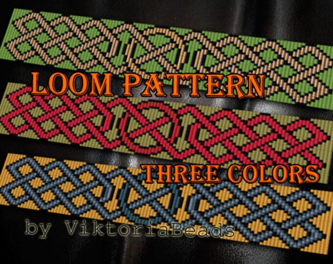 Celtic Knot Loom Pattern Men Bracelet Red Green Blue Square - Etsy