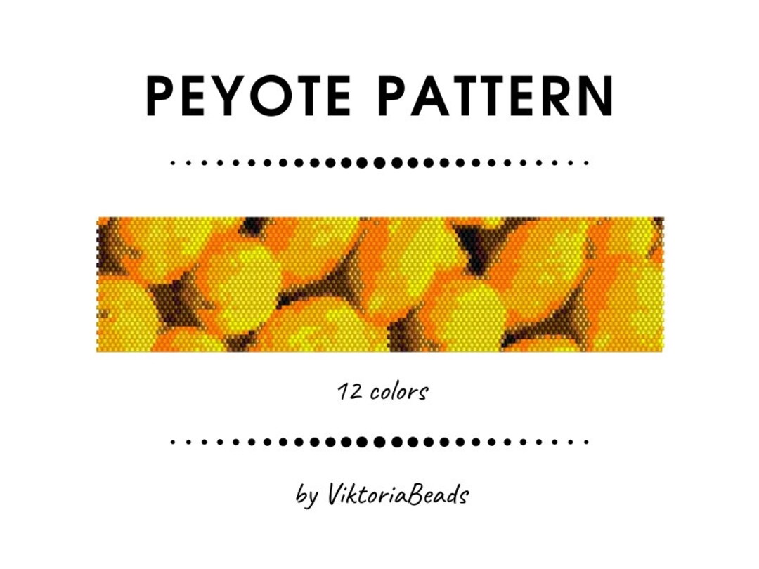 Lemon Peyote Pattern Even Stitch Bracelet Citrus Fruit Yellow Beadwork ...