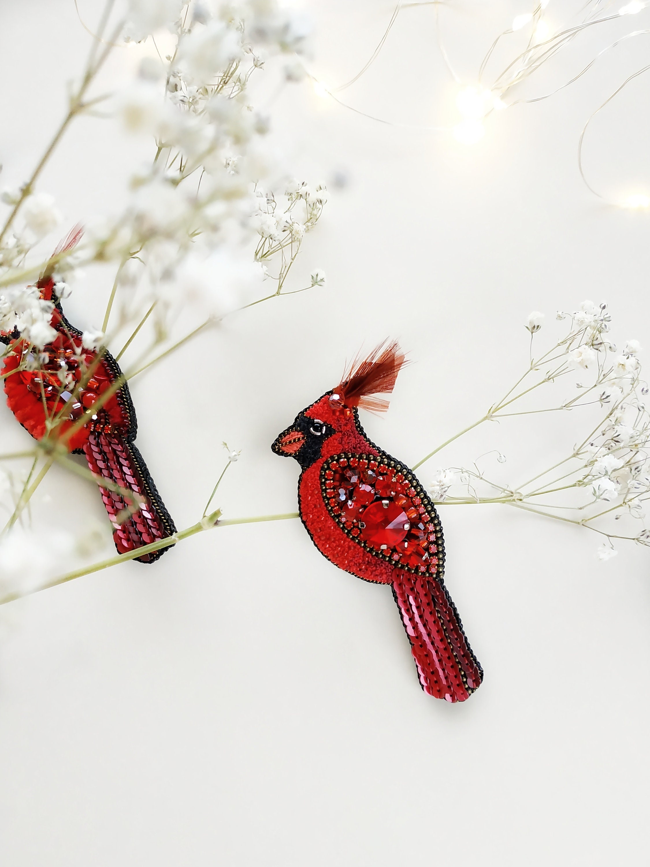 Red Cardinal Bird Brooch Northern Cardinal Beadwork - Etsy Canada