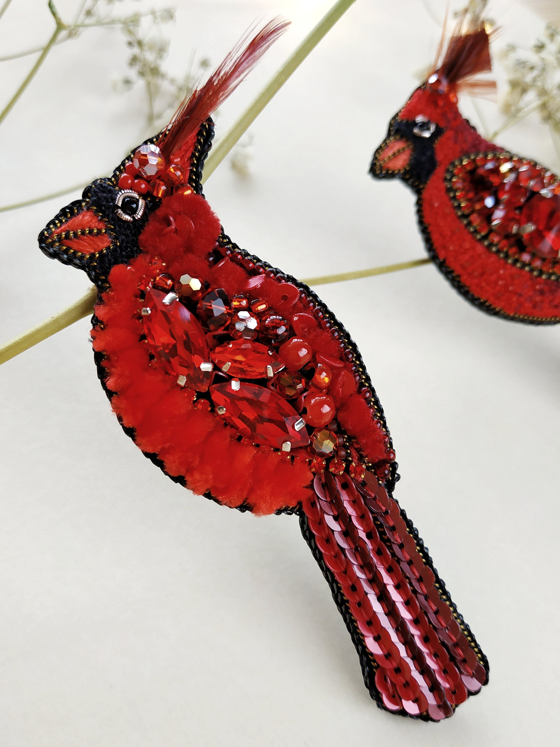 Red Cardinal Bird Brooch Northern Cardinal Beadwork - Etsy Canada
