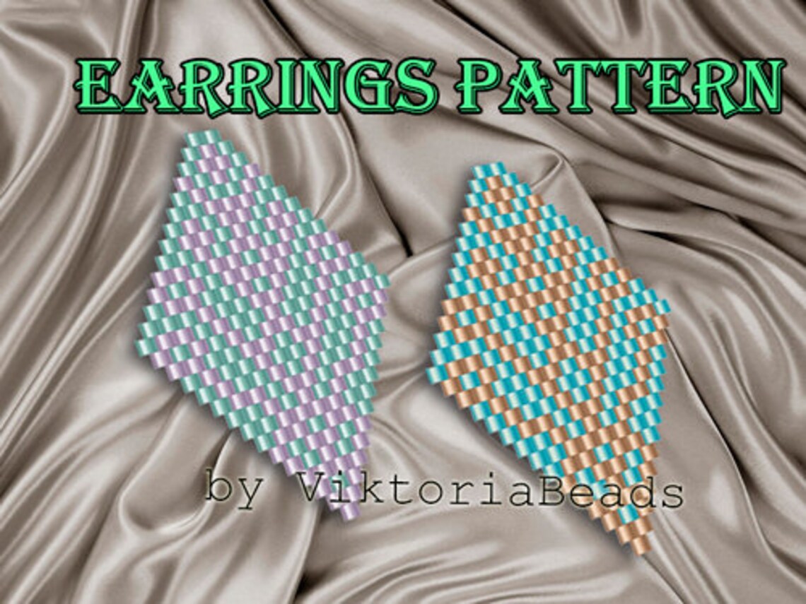 Two Patterns Peyote of Floral Diamond Shaped Earrings Native - Etsy