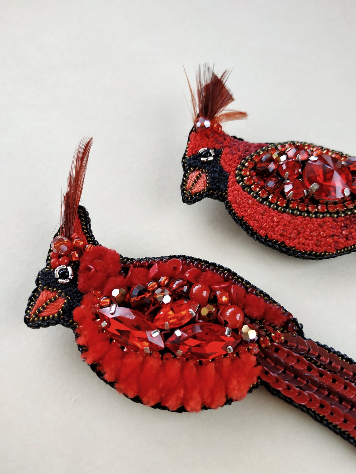 Red Cardinal Bird Brooch Northern Cardinal Beadwork - Etsy