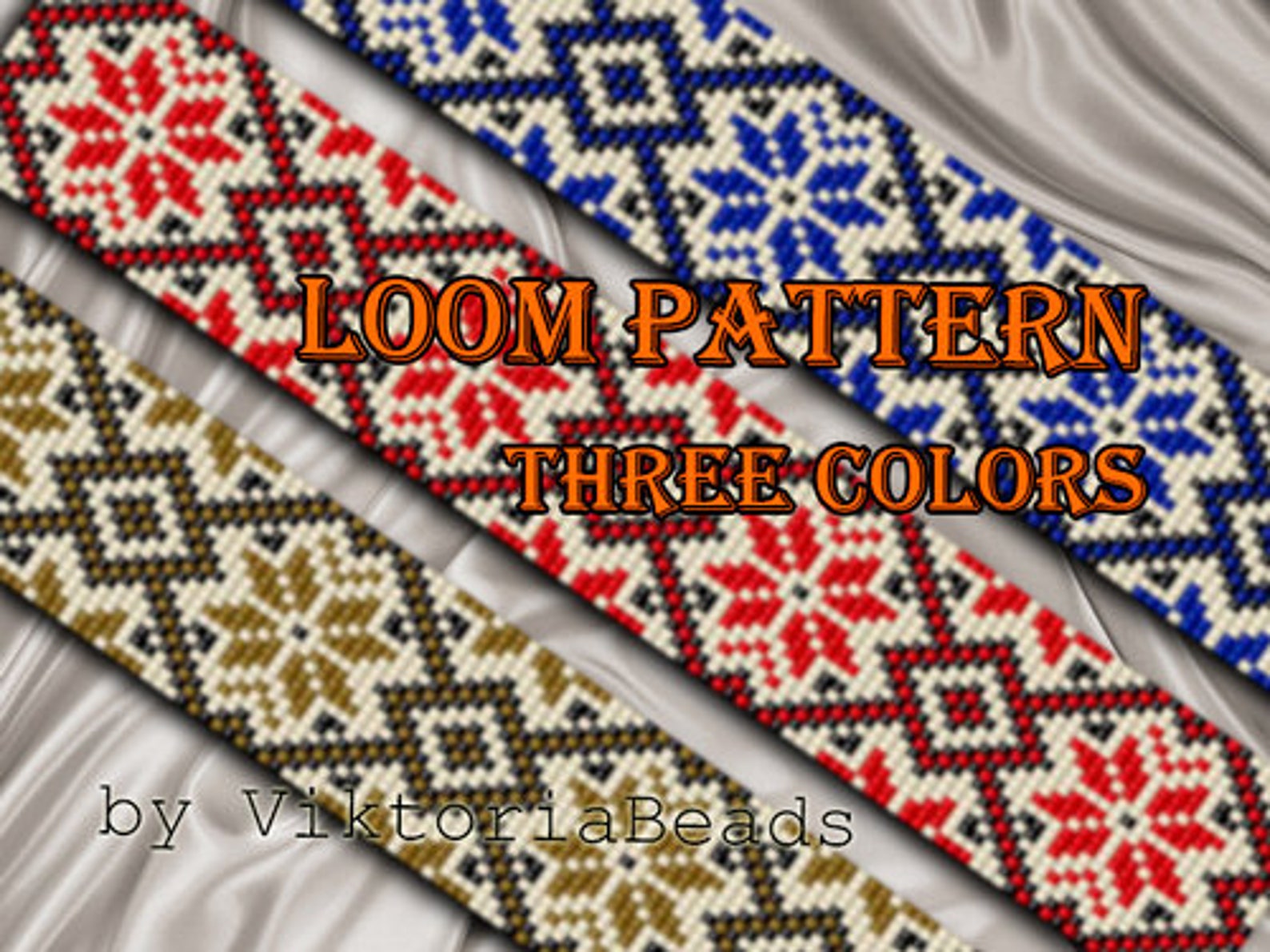 Ukrainian Embroidery Loom Square Stitch Pattern Red Blue Bracelet ...